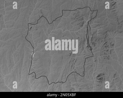 Osun, state of Nigeria. Grayscale elevation map with lakes and rivers ...