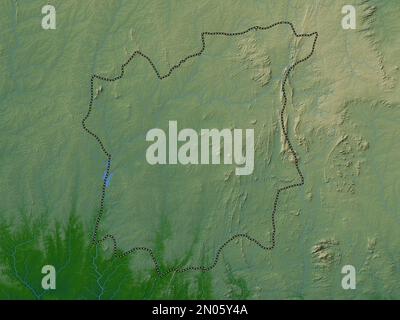 Osun, state of Nigeria. Colored elevation map with lakes and rivers ...