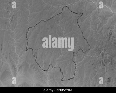 Oyo, state of Nigeria. Grayscale elevation map with lakes and rivers ...