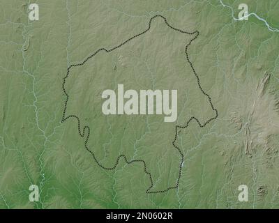 Oyo, state of Nigeria. Colored elevation map with lakes and rivers ...