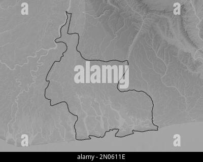 Rivers, state of Nigeria. Grayscale elevation map with lakes and rivers ...