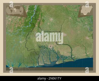 Shape of Rivers, state of Nigeria, with its capital isolated on white ...