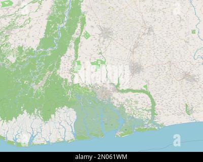Rivers, state of Nigeria. Open Street Map. Locations and names of major ...