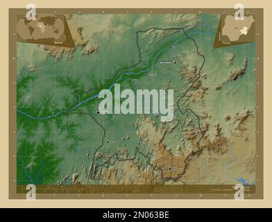 Taraba, state of Nigeria. Colored elevation map with lakes and rivers ...