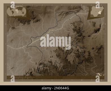 Taraba, state of Nigeria. Colored elevation map with lakes and rivers ...