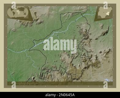 Taraba, state of Nigeria. Colored elevation map with lakes and rivers ...