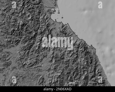 Kangwon-do, province of North Korea. Bilevel elevation map with lakes ...