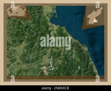 Kangwon-do, province of North Korea. Low resolution satellite map ...