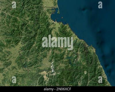 Kangwon-do, province of North Korea. Low resolution satellite map ...