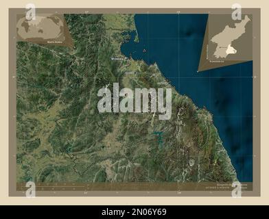 Kangwon-do, province of North Korea. High resolution satellite map ...