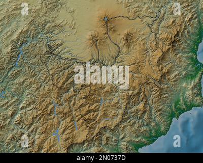 Ryanggang, province of North Korea. Elevation map colored in wiki style ...