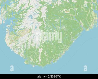 Agder, county of Norway. Open Street Map. Locations and names of major ...