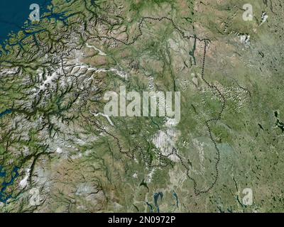 Innlandet, county of Norway. High resolution satellite map. Locations ...
