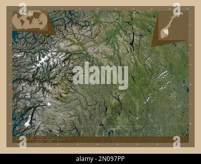 Innlandet, county of Norway. Low resolution satellite map. Locations ...