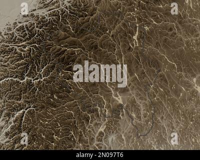 Innlandet, county of Norway. Colored elevation map with lakes and ...