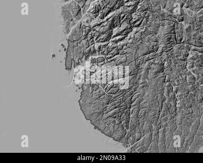 Rogaland, county of Norway. Bilevel elevation map with lakes and rivers ...