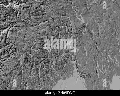 Viken, county of Norway. Elevation map colored in wiki style with lakes ...