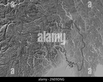 Viken, county of Norway. Grayscale elevation map with lakes and rivers ...