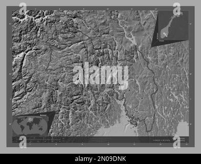 Viken, county of Norway. Bilevel elevation map with lakes and rivers ...