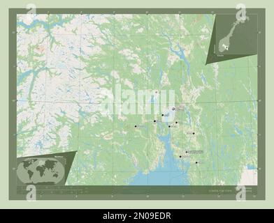 Viken, county of Norway. Open Street Map. Locations of major cities of ...