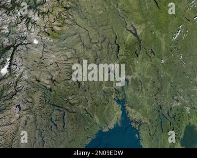 Viken, county of Norway. Low resolution satellite map. Locations and ...