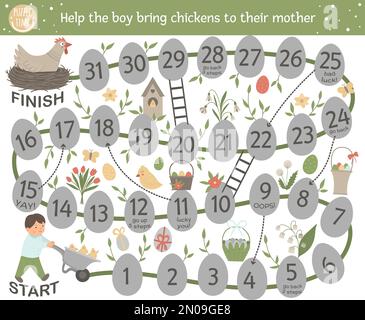 Easter adventure board game for children with cute characters and ...
