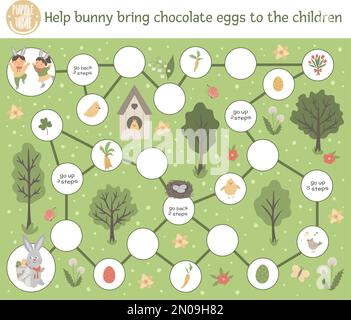 Garden adventure board game for children with cute characters ...