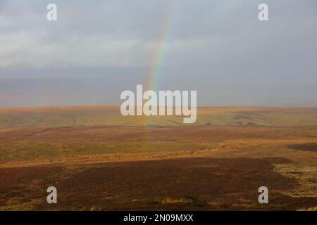 Rainbow on the moors with a aproaching storm near Sleightholme ...