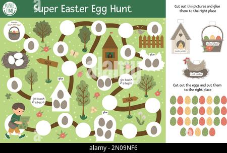 Easter adventure board game for children with cute characters and ...