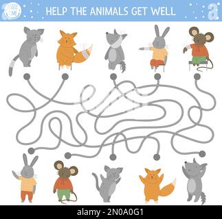 Medical maze for children. Preschool medicine activity. Funny puzzle ...