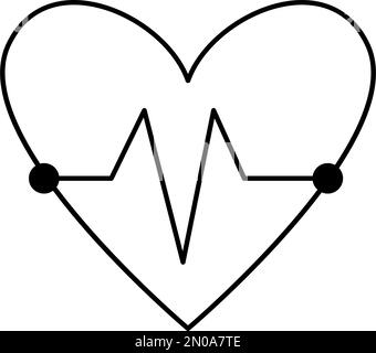 Heart with pulse outline on white background. Heartbeat EKG or ECG line ...