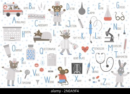 Rabbit. Vector flat illustration. Alphabet card. Cute cartoon animal ...