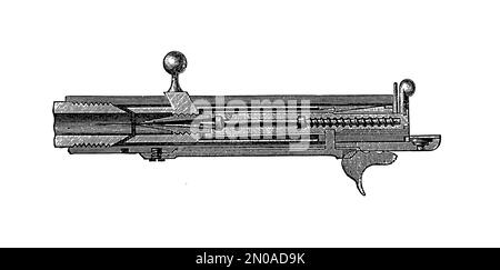 Antique engraving of rifles from XIX century - long guns, flintlock ...