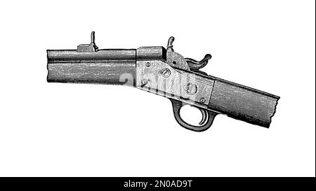 Antique engraving of rifles from XIX century - long guns, flintlock ...