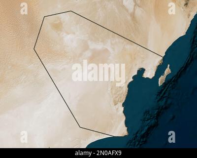 Al Wusta, region of Oman. Low resolution satellite map. Corner ...