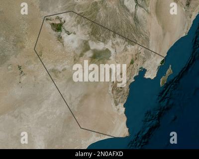 Al Wusta, region of Oman. High resolution satellite map. Locations of ...
