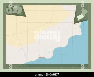 Dhofar, province of Oman. Open Street Map. Locations of major cities of ...