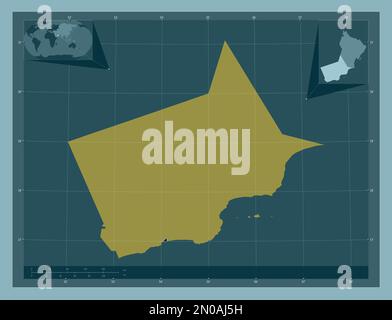 Dhofar, province of Oman. Solid color shape. Locations of major cities ...