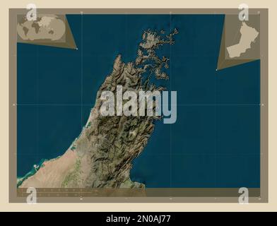 Musandam, province of Oman. High resolution satellite map. Locations ...