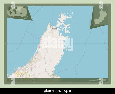 Musandam, province of Oman. Open Street Map. Locations of major cities ...