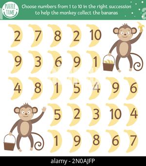 Math game with bananas. Tropical mathematic activity for preschool ...