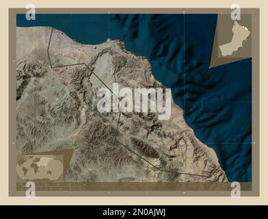 Muscat, province of Oman. High resolution satellite map. Corner ...