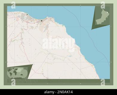 Muscat, province of Oman. Open Street Map. Corner auxiliary location ...