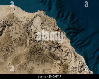 Muscat, province of Oman. Low resolution satellite map. Locations and ...