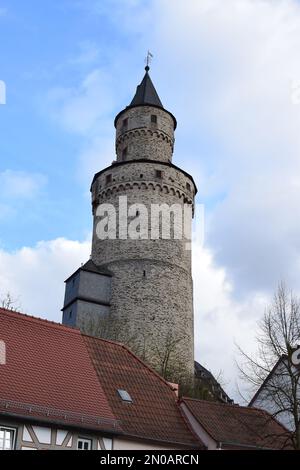 Hexenturm, city walls tower in Idstein Stock Photo - Alamy
