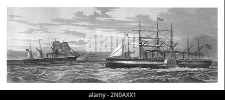 Illustration depicting the steamer 'The Great Britain', the first screw ...