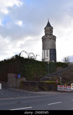Hexenturm, city walls tower in Idstein Stock Photo - Alamy