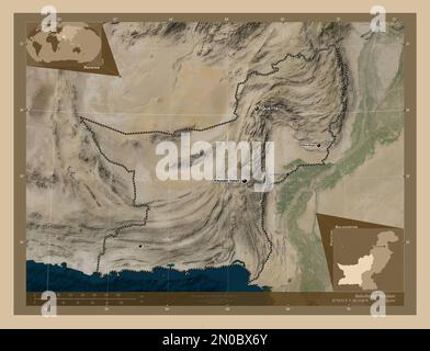 Baluchistan, province of Pakistan. Low resolution satellite map ...