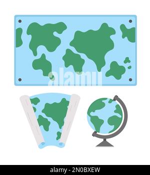 back to school, globe map geography education vector illustration Stock ...