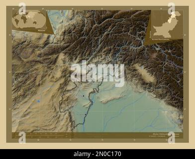 Khyber Pakhtunkhwa, province of Pakistan. Colored elevation map with ...